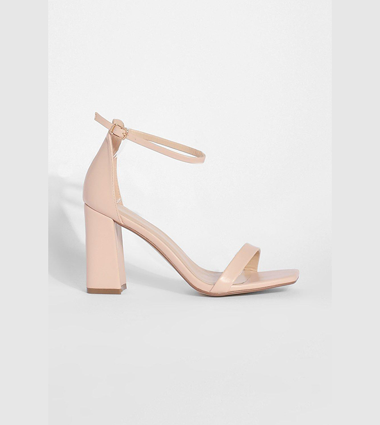 Buy Boohoo Wide Fit Barely There Block Heel In Nude | 6thStreet Oman