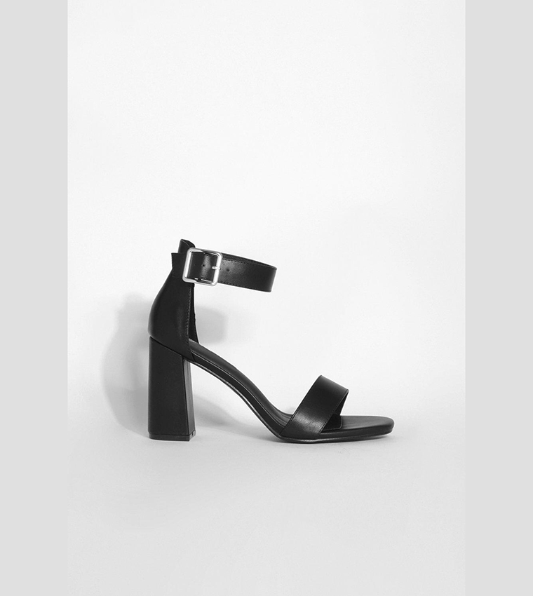 Buy Boohoo Wide Fit Barely There Two Part Block Heel In Black | 6thStreet Kuwait