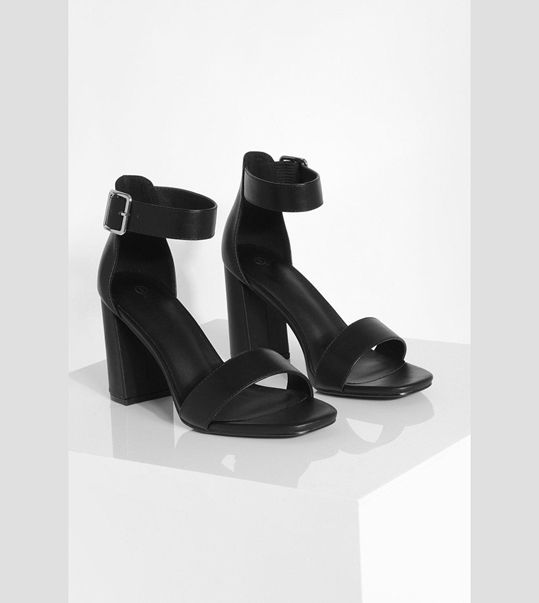 Buy Boohoo Wide Fit Barely There Two Part Block Heel In Black | 6thStreet Kuwait