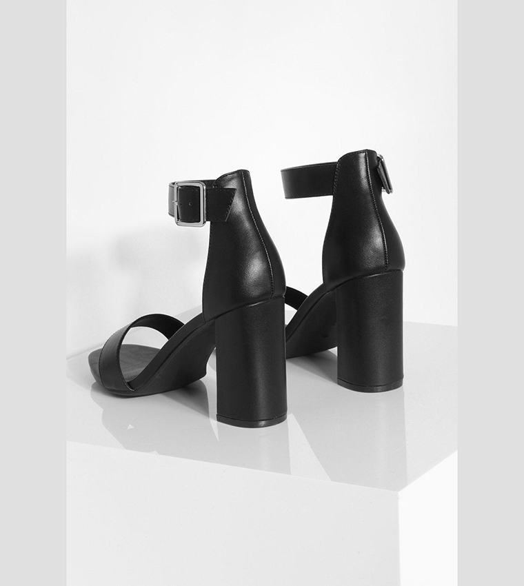 Buy Boohoo Wide Fit Barely There Two Part Block Heel In Black | 6thStreet Kuwait