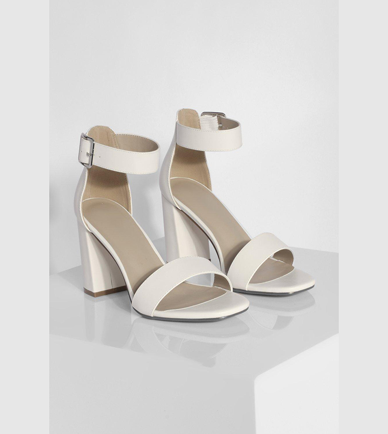 Buy Boohoo Wide Fit Barely There Two Part Block Heel In White | 6thStreet UAE