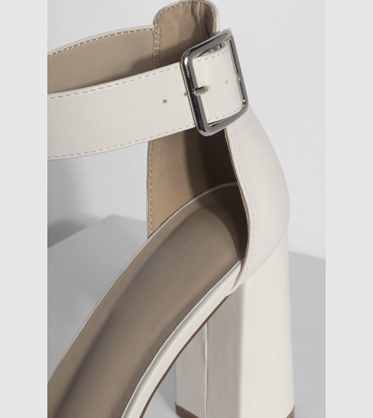 Buy Boohoo Wide Fit Barely There Two Part Block Heel In White | 6thStreet UAE
