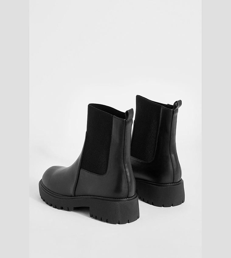 Buy Boohoo Split Sole Chunky Chelsea Boots In Black | 6thStreet UAE