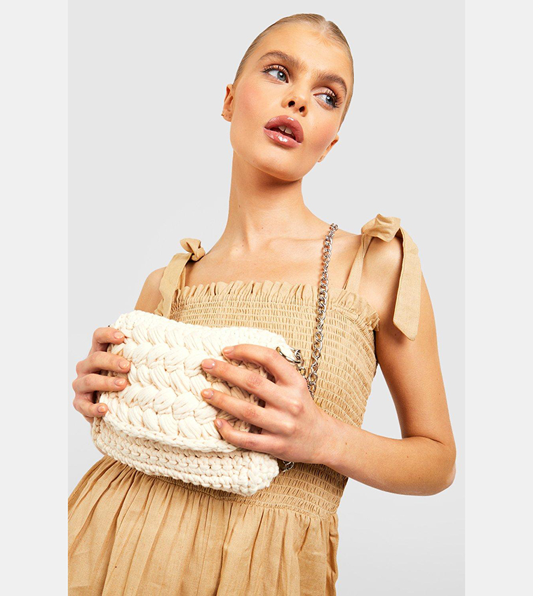 Buy Boohoo Premium Woven Crossbody Bag In White | 6thStreet UAE