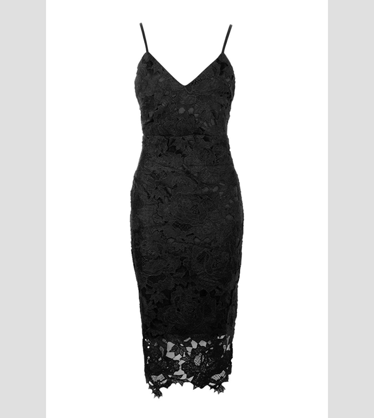 Buy Boohoo Boutique Crochet Lace Strappy Midi Dress In Black