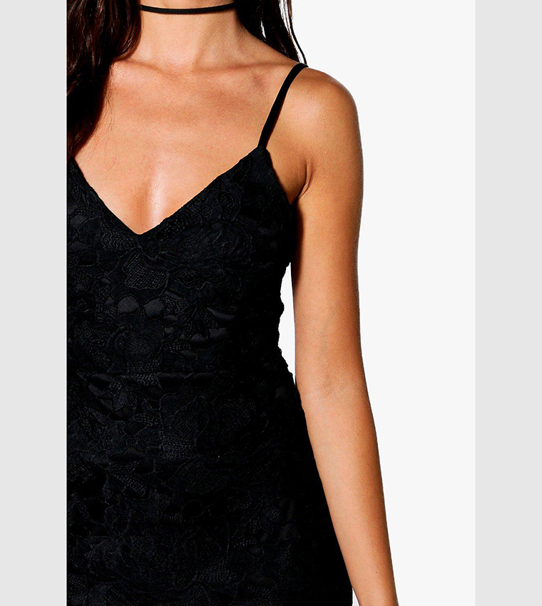 Buy Boohoo Boutique Crochet Lace Strappy Midi Dress In Black