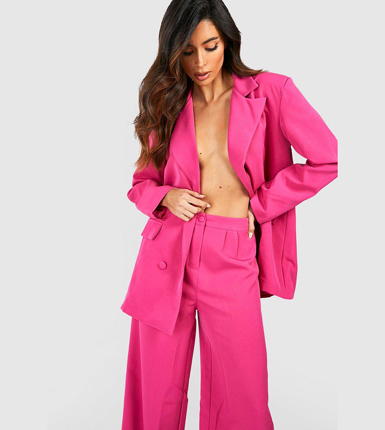 Buy Boohoo Relaxed Fit Slouchy Wide Leg Trousers In Pink 6thstreet