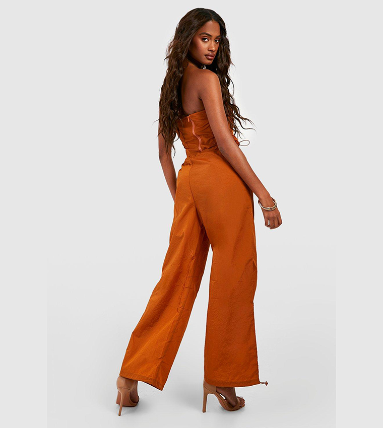 Buy Boohoo Toggle Detail Oversized Parachute Pants In Orange ...