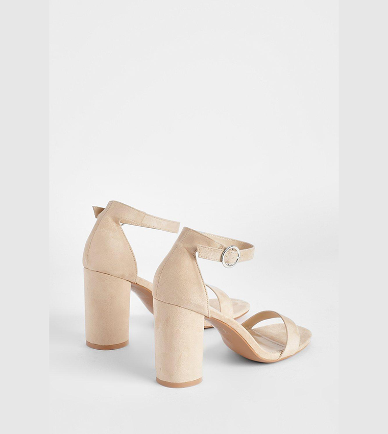 Buy Boohoo Wide Fit Rounded Heel 2 Part Barely There Heel Sandals In Nude | 6thStreet Saudi Arabia