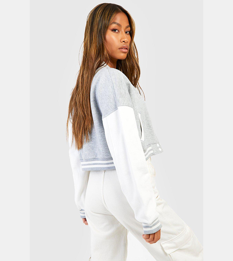 Buy Boohoo Design Studio Bomber Jacket In GREY MARL | 6thStreet Saudi ...