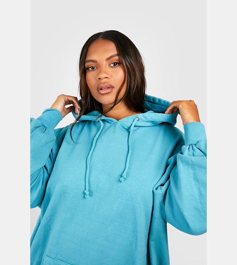 Buy Boohoo Overdye Basic Oversized Hoodie In Teal | 6thStreet Qatar