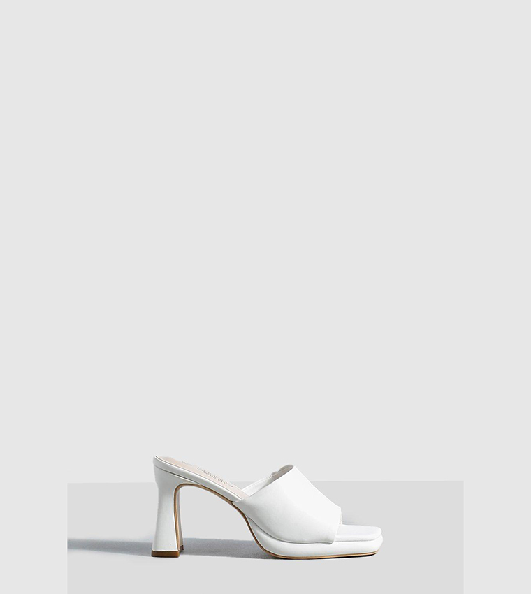Buy Boohoo Wide Fit Low Platform Heeled Mule In White | 6thStreet UAE