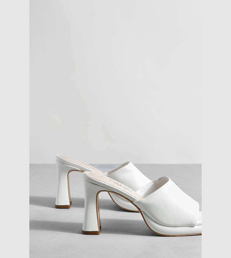 Buy Boohoo Wide Fit Low Platform Heeled Mule In White | 6thStreet Kuwait