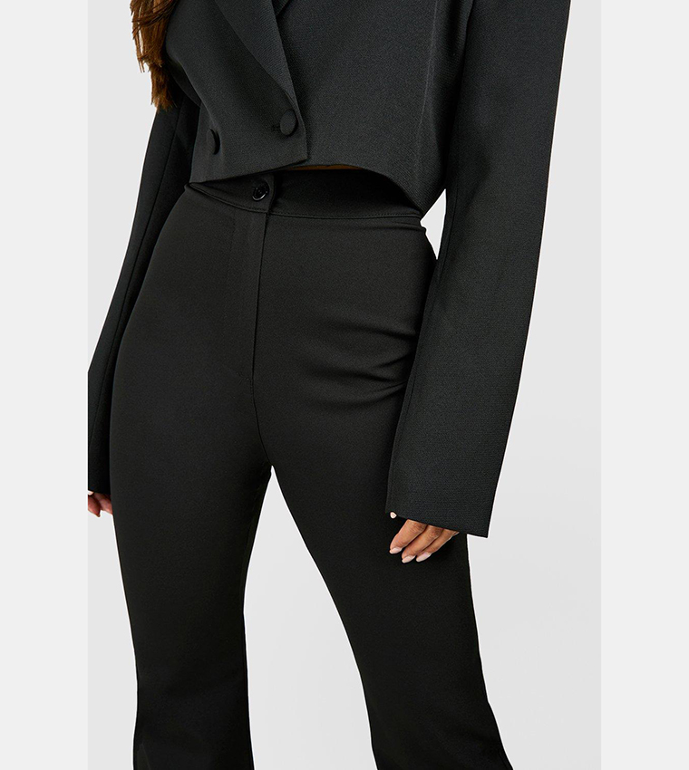 Buy Boohoo Woven Skinny Flared Smart Trousers In Black | 6thStreet ...