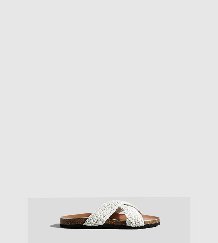 Buy Boohoo Crochet Crossover Front Footbed Slides In White | 6thStreet ...