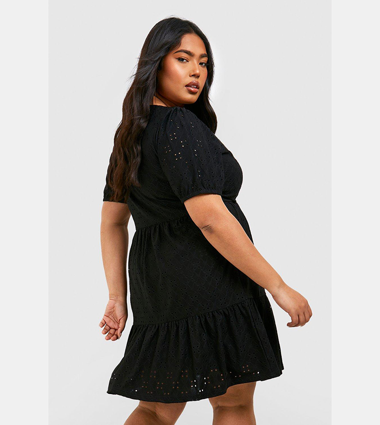 Buy Boohoo Jersey Broderie Wrap Tiered Smock Dress In Black 6thstreet