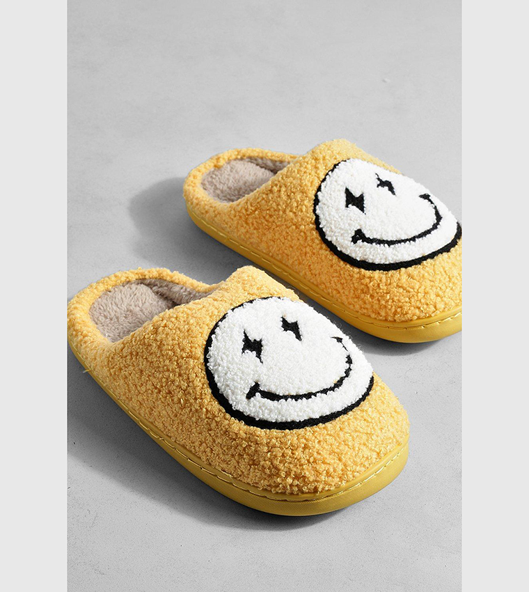Buy Boohoo Happy Face Borg Clogs In Yellow | 6thStreet Saudi Arabia