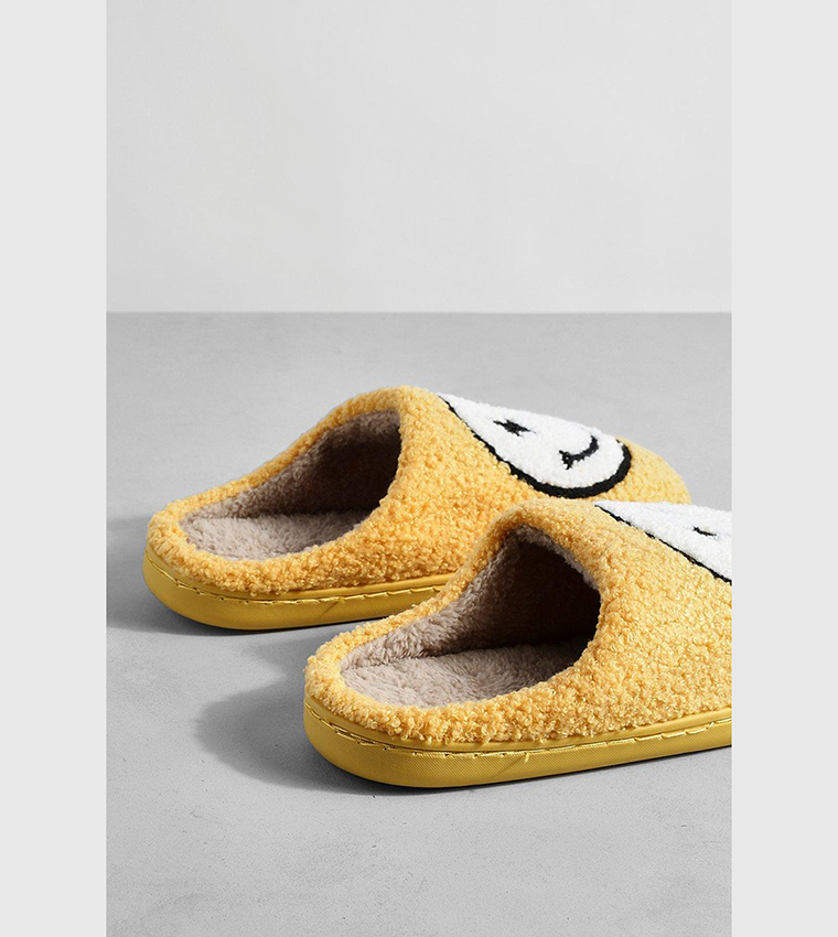 Buy Boohoo Happy Face Borg Clogs In Yellow | 6thStreet Saudi Arabia