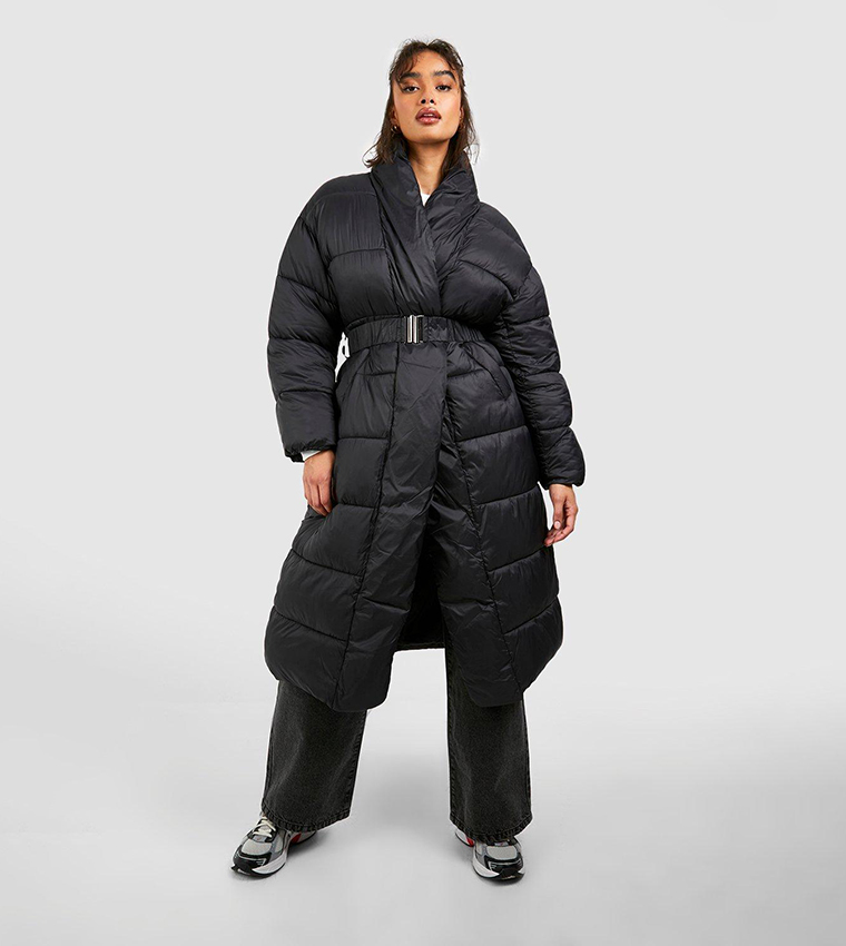 Buy Boohoo Belted Duvet Puffer Jacket In Black | 6thStreet UAE