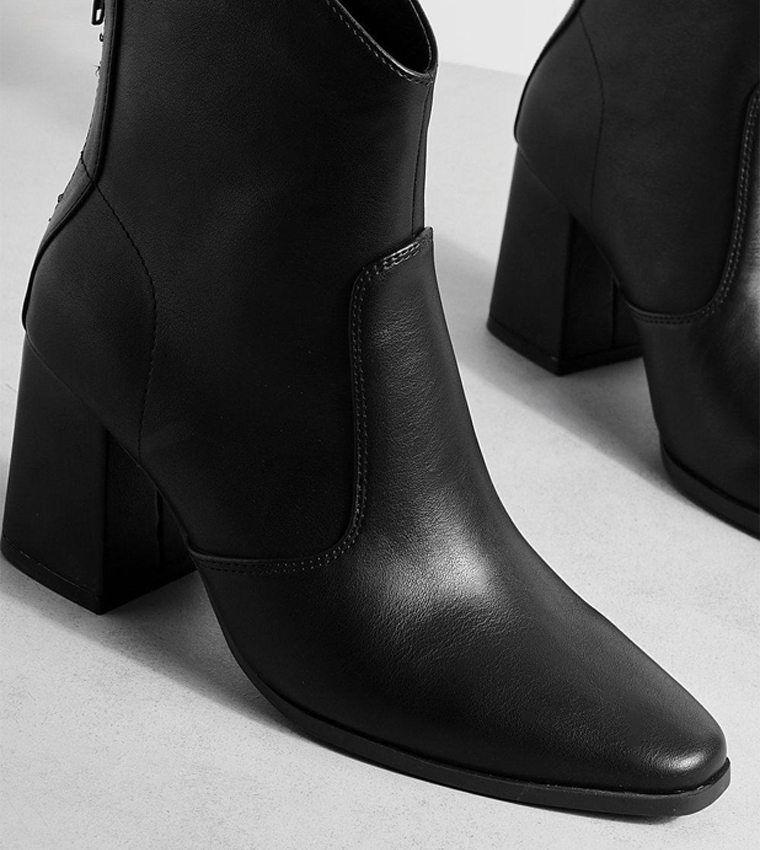 Buy Boohoo Wide Fit Curved Western Cowboy Boots In Black | 6thStreet UAE