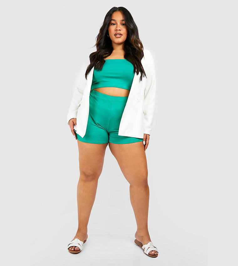 Buy Boohoo Bandeau Top And Flippy Short Co Ord Set In Green | 6thStreet UAE