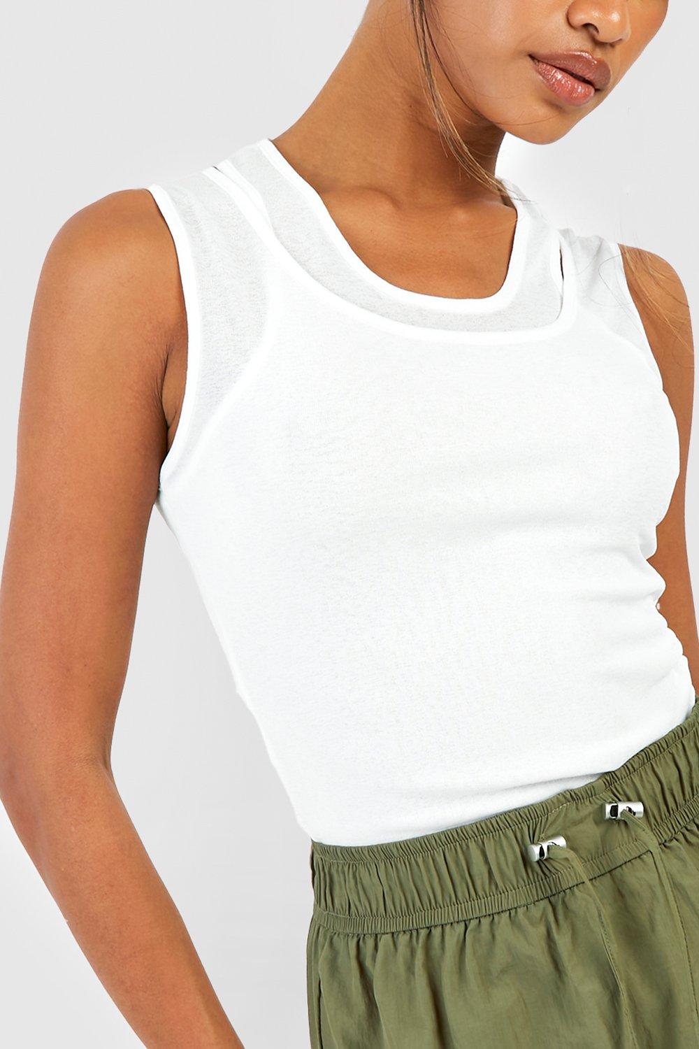 Buy Boohoo Onion Skin Double Layer Vest Top In White | 6thStreet Bahrain