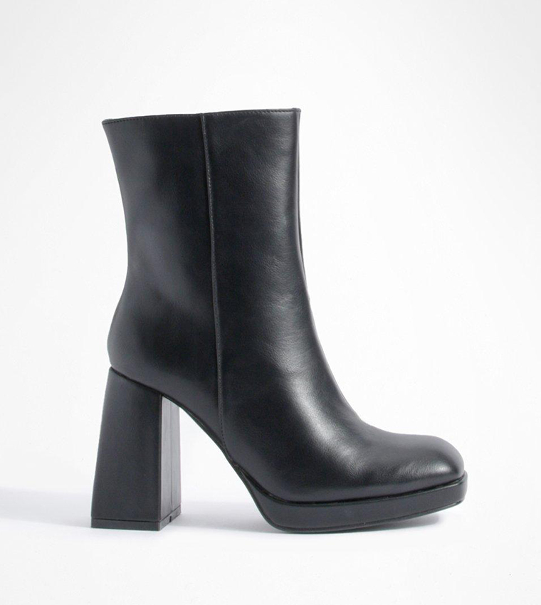Buy Boohoo Wide Fit Platform Block Heel Boots In Black | 6thStreet ...