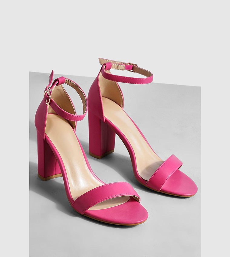 Buy Boohoo High Block 2 Part Barely There Heel Sandals In Pink | 6thStreet Saudi Arabia