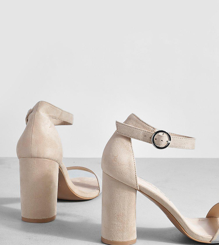 Buy Boohoo Rounded Heel 2 Part Barely There Heels In Nude | 6thStreet Qatar