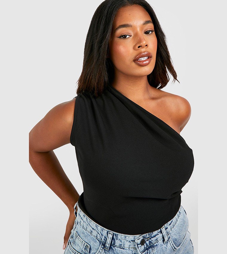 Buy Boohoo One Shoulder Ruched Asymmetric Top In Black 6thstreet Uae