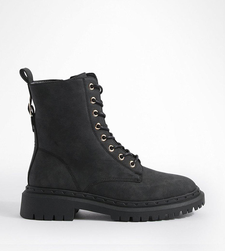 Buy Boohoo Cleated Rand Detail Lace Up Hiker Boots In Black | 6thStreet ...