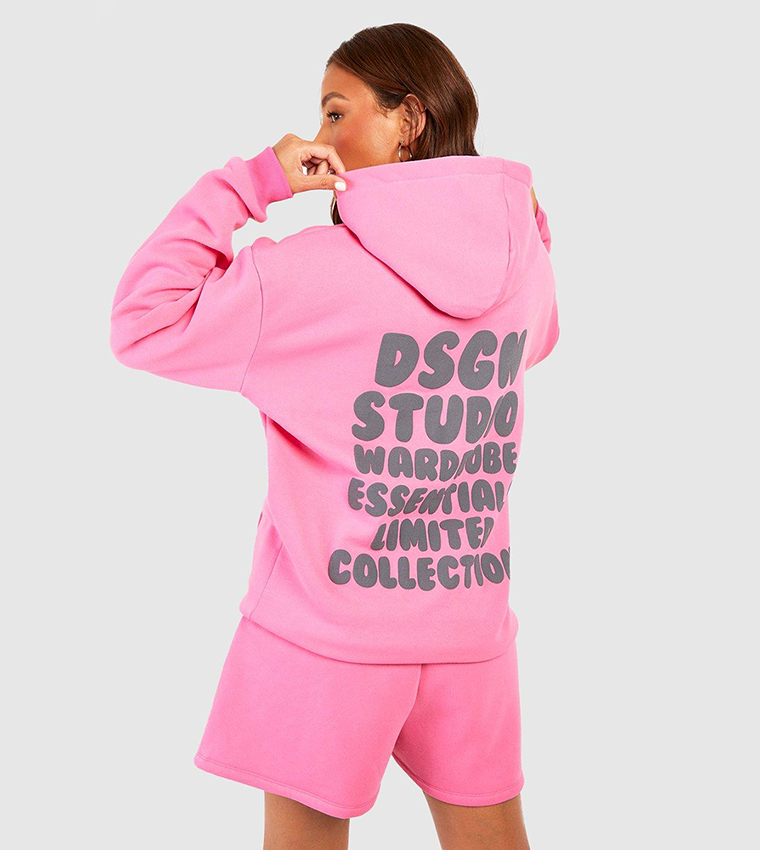 Buy Boohoo Dsgn Studio Hoodie Short Tracksuit In Pink | 6thStreet UAE