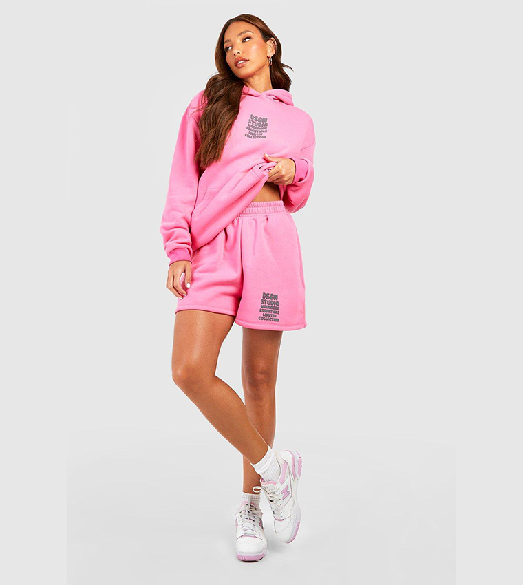 Buy Boohoo Dsgn Studio Hoodie Short Tracksuit In Pink | 6thStreet UAE