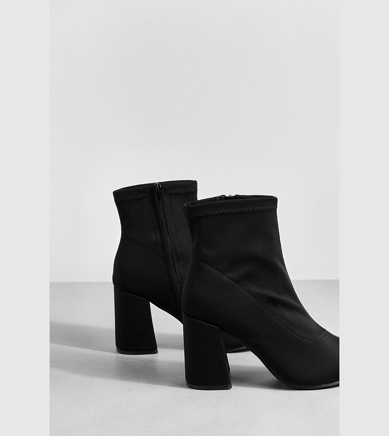 Buy Boohoo Wide Fit Neoprene Block Heel Sock Boots In Black | 6thStreet ...