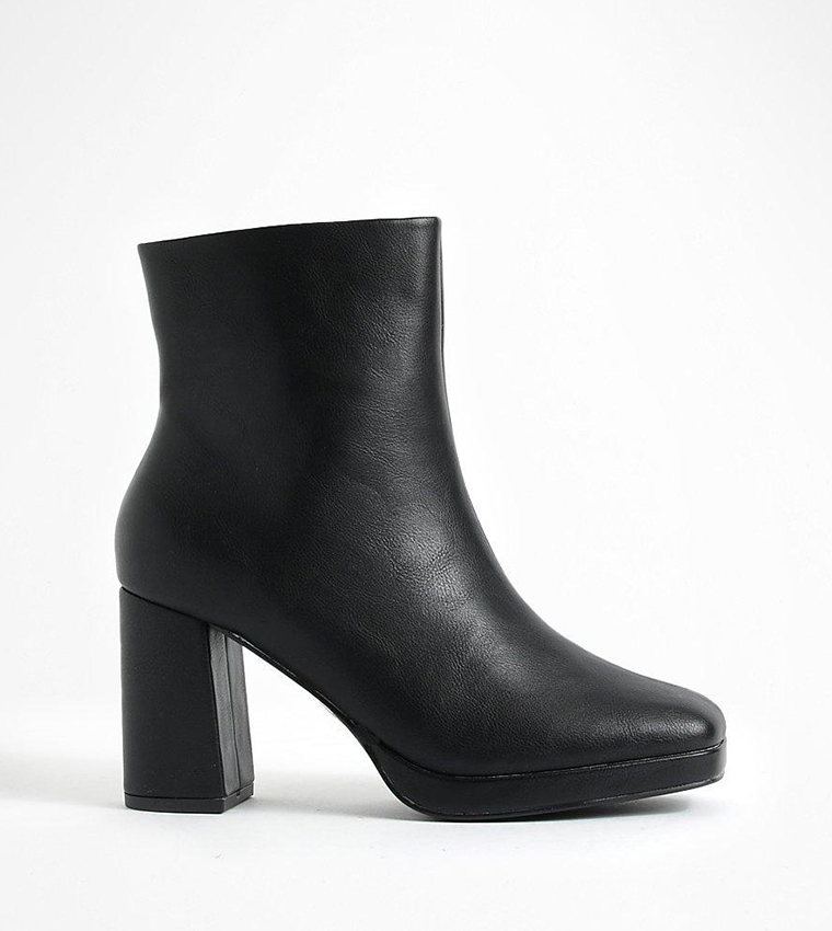 Buy Boohoo Platform Block Heel Ankle Boots In Black | 6thStreet Saudi ...