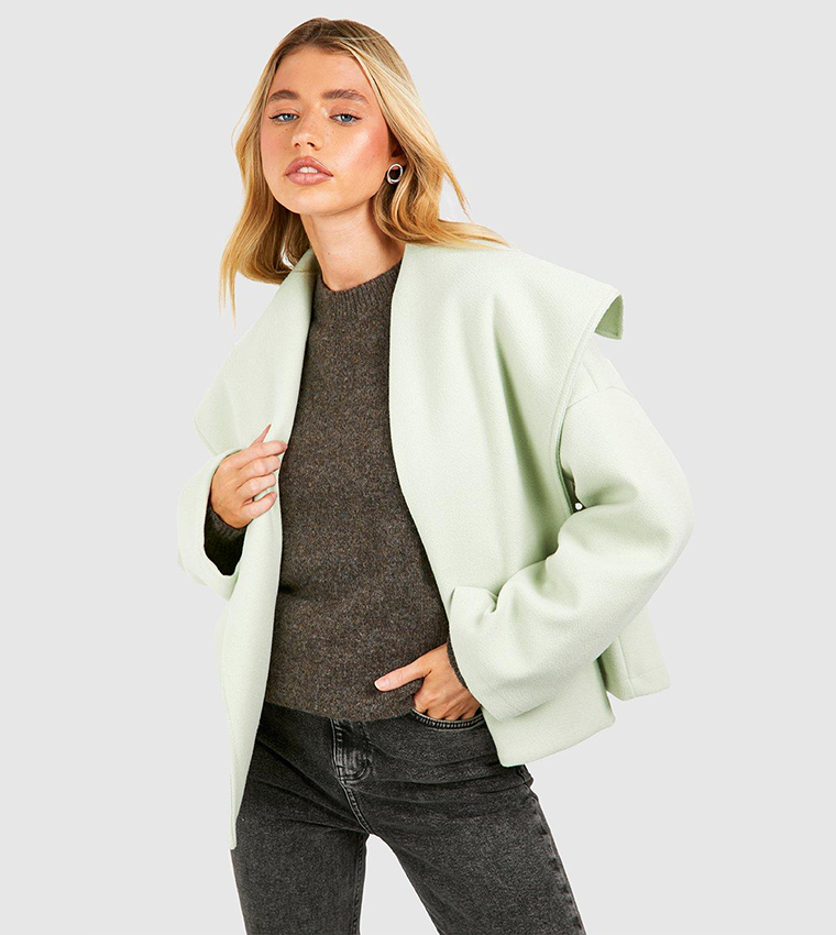 Buy Boohoo Shawl Collar Wool Look Jacket In Green | 6thStreet Bahrain