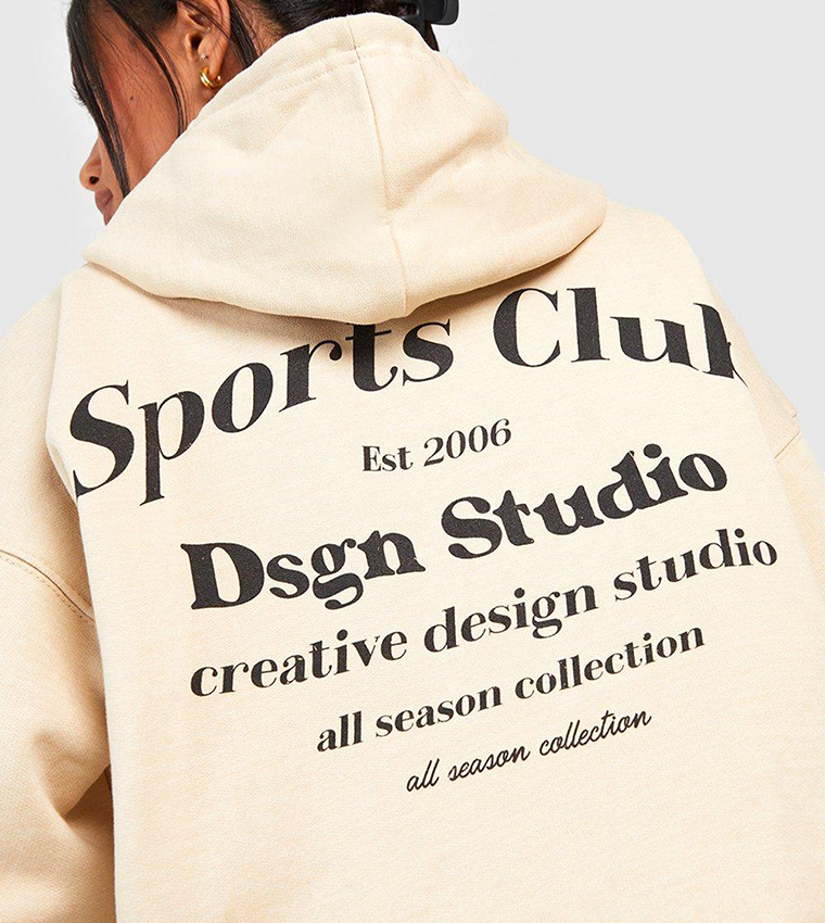 Buy Boohoo Dsgn Studio Slogan Oversized Hoodie In Sand | 6thStreet Bahrain