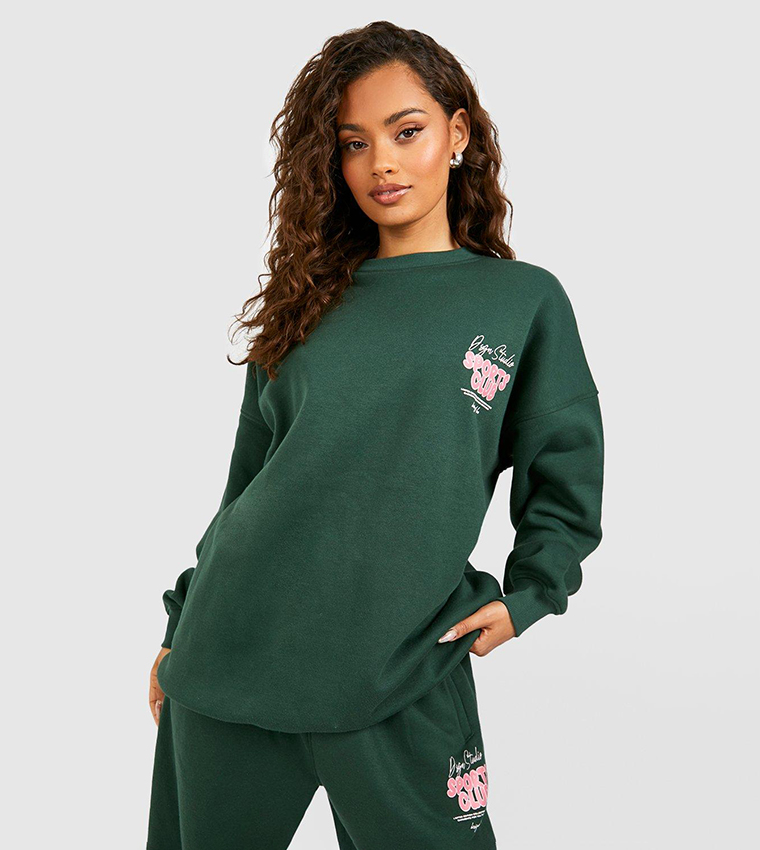 Buy Boohoo Dsgn Studio Sports Bubble Slogan Oversized Sweatshirt In ...