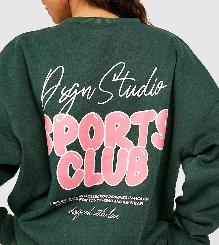 Buy Boohoo Dsgn Studio Sports Bubble Slogan Oversized Sweatshirt In ...