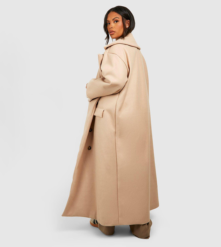 Buy Boohoo Wool Look Oversized Maxi Coat In STONE | 6thStreet UAE