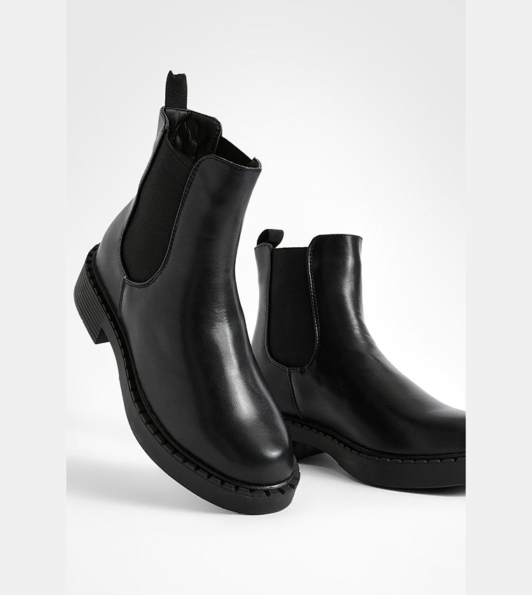 Buy Boohoo High Shine Chelsea Boots In Black | 6thStreet Kuwait