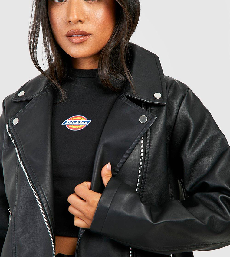 Buy Boohoo Faux Leather Biker Jacket Non Returnable In Black ...
