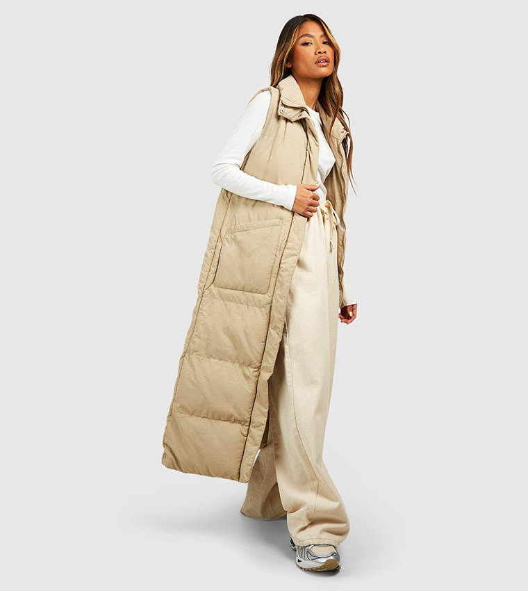 Buy Boohoo Maxi Padded Gilet In STONE | 6thStreet Saudi Arabia
