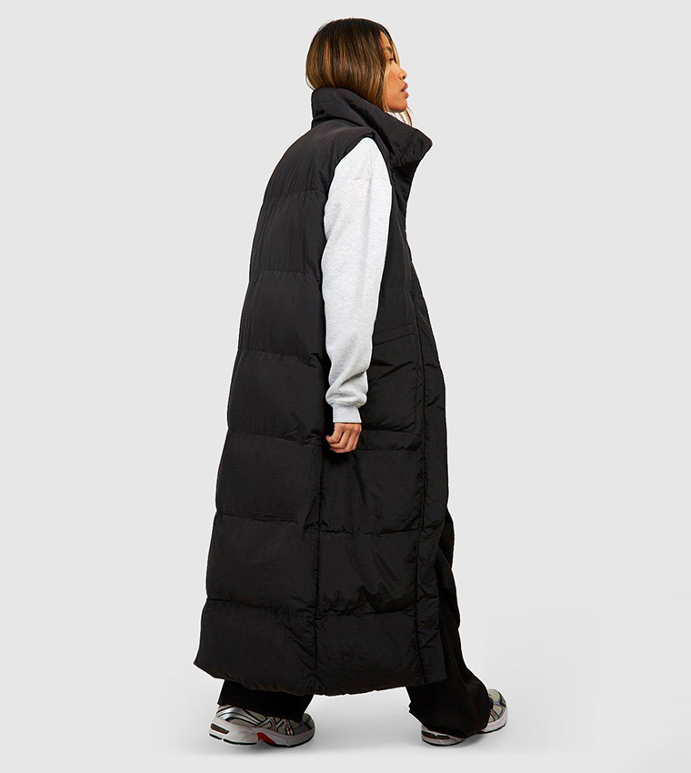 Buy Boohoo Maxi Padded Gilet In Black | 6thStreet Kuwait