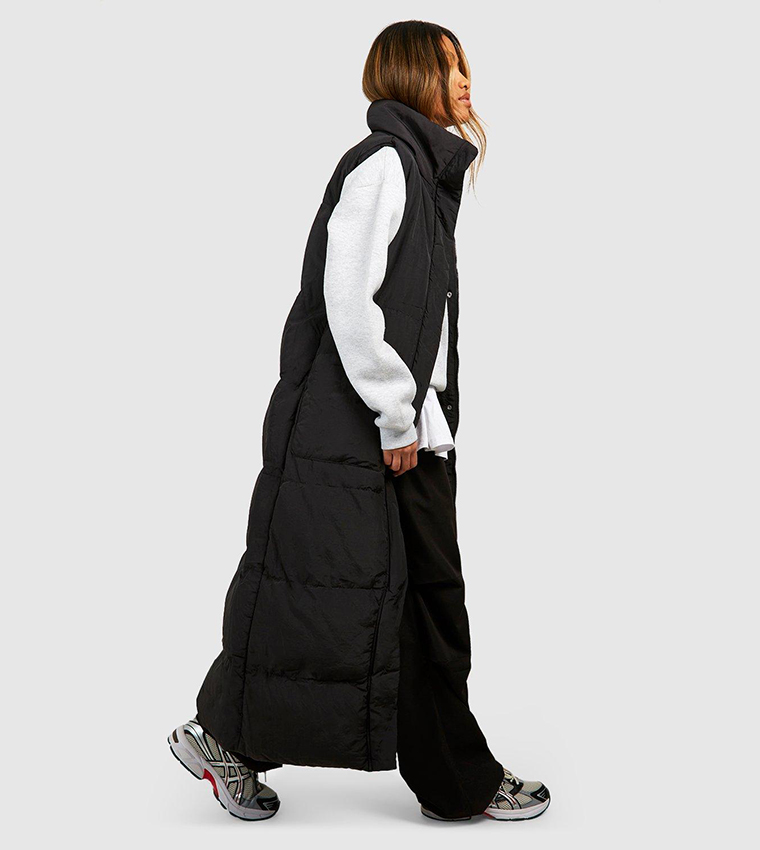 Buy Boohoo Maxi Padded Gilet In Black | 6thStreet Kuwait