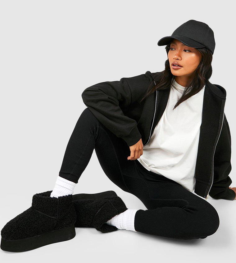Buy Boohoo Borg Ultra Mini Platform Cosy Boots In Black | 6thStreet Kuwait