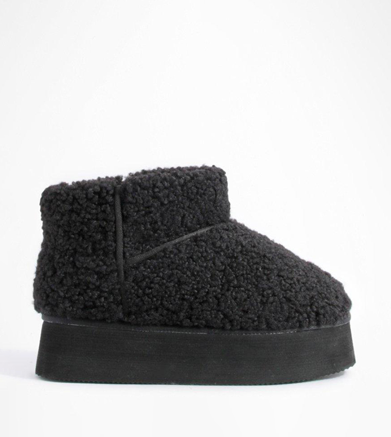 Buy Boohoo Borg Ultra Mini Platform Cosy Boots In Black | 6thStreet Kuwait