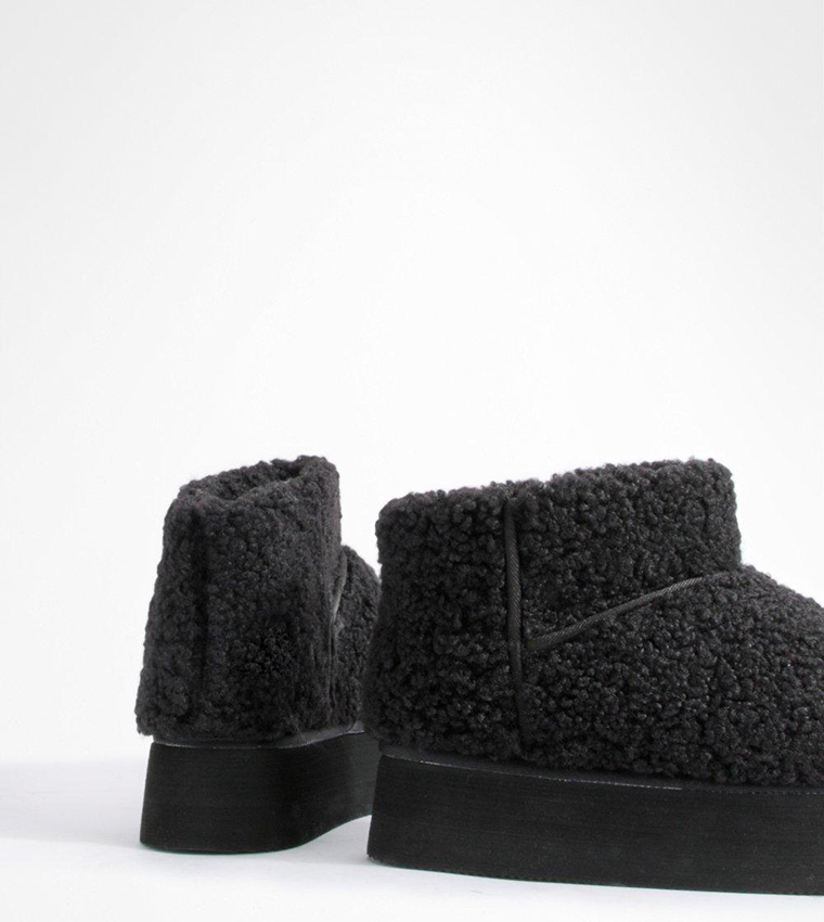 Buy Boohoo Borg Ultra Mini Platform Cosy Boots In Black | 6thStreet Kuwait