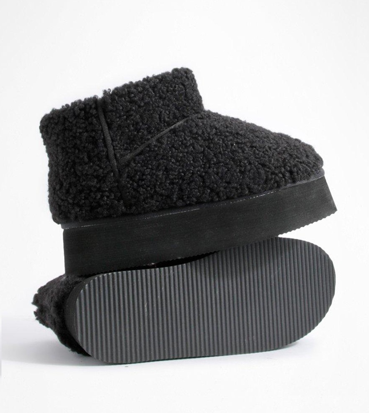 Buy Boohoo Borg Ultra Mini Platform Cosy Boots In Black | 6thStreet Kuwait