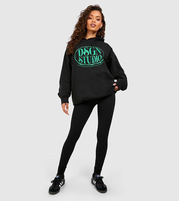 Buy Boohoo Dsgn Studio Slogan Oversized Hoodie In Black | 6thStreet UAE